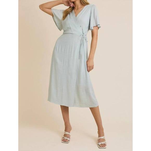Gilli | Dresses | New Gilli Half Sleeve Faux Wrap Dress In Dusty Blue ...